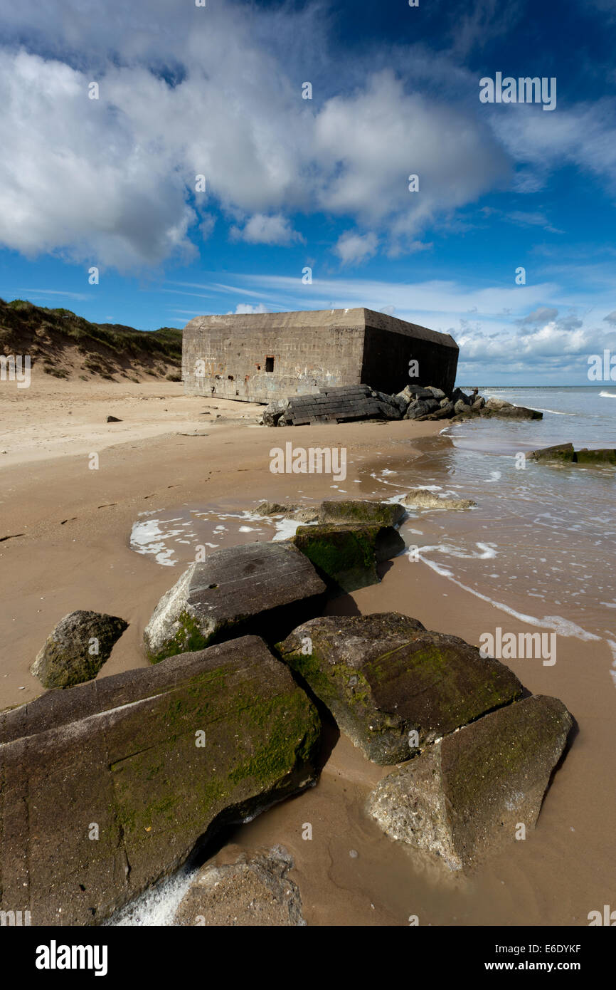 German bunkers on the beach near Boulogne, Pas de Calais, France Stock ...