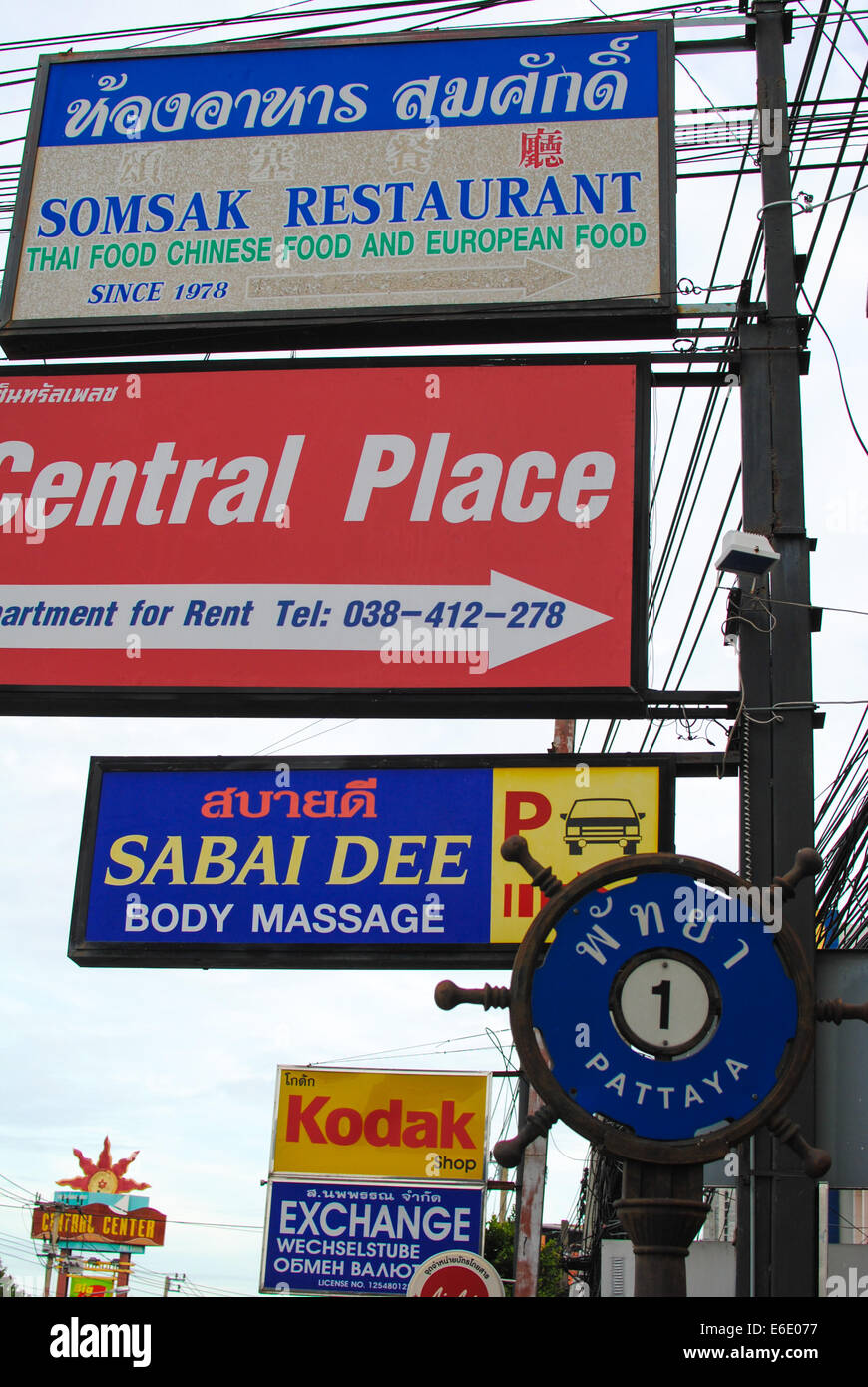 Pattaya sign posts Thailand Stock Photo - Alamy