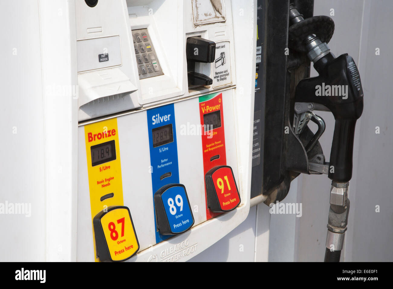 Fuel dispenser at service station Stock Photo - Alamy