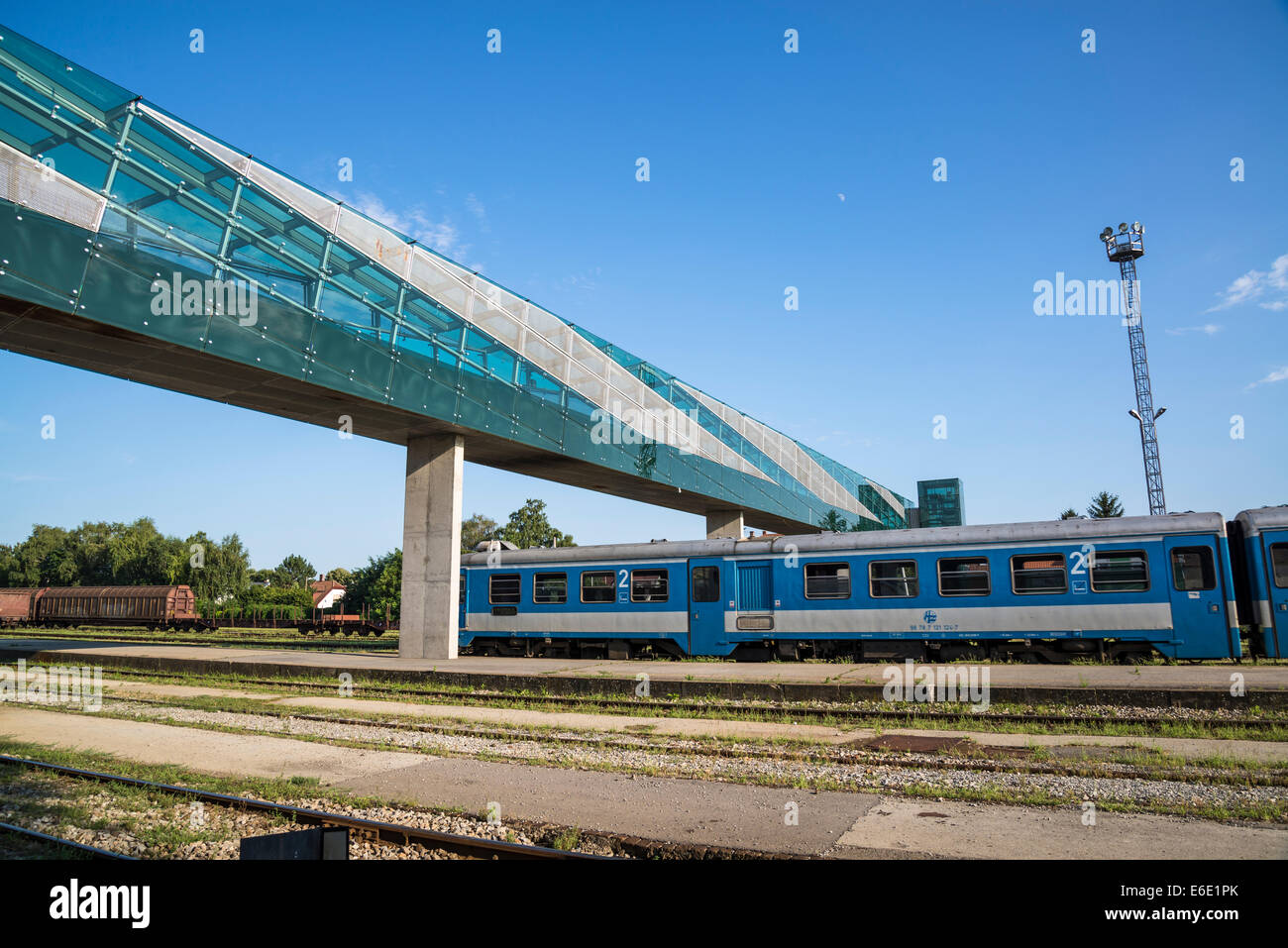 Pedestrian bridge at Railway station, Osijek, Slavonia, Croatia Stock ...