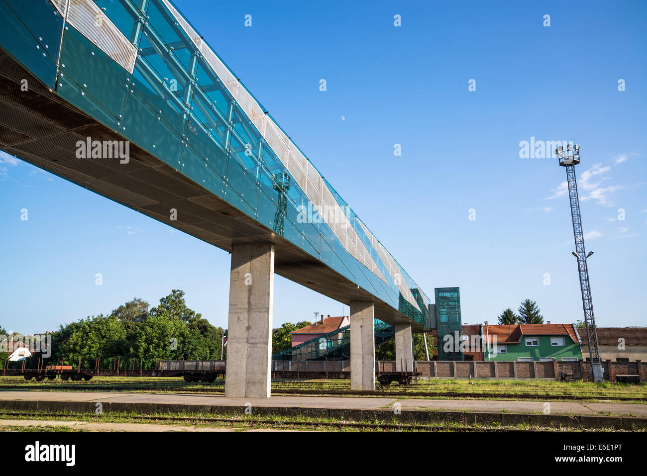 Pedestrian bridge at Railway station, Osijek, Slavonia, Croatia Stock ...
