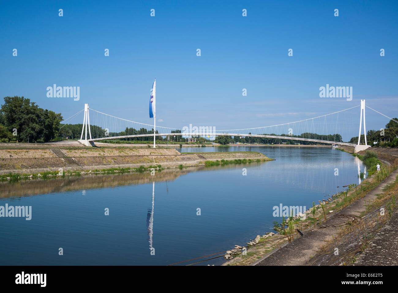 Pedestrian bridge over river Drava, Osijek, Slavonia, Croatia Stock ...