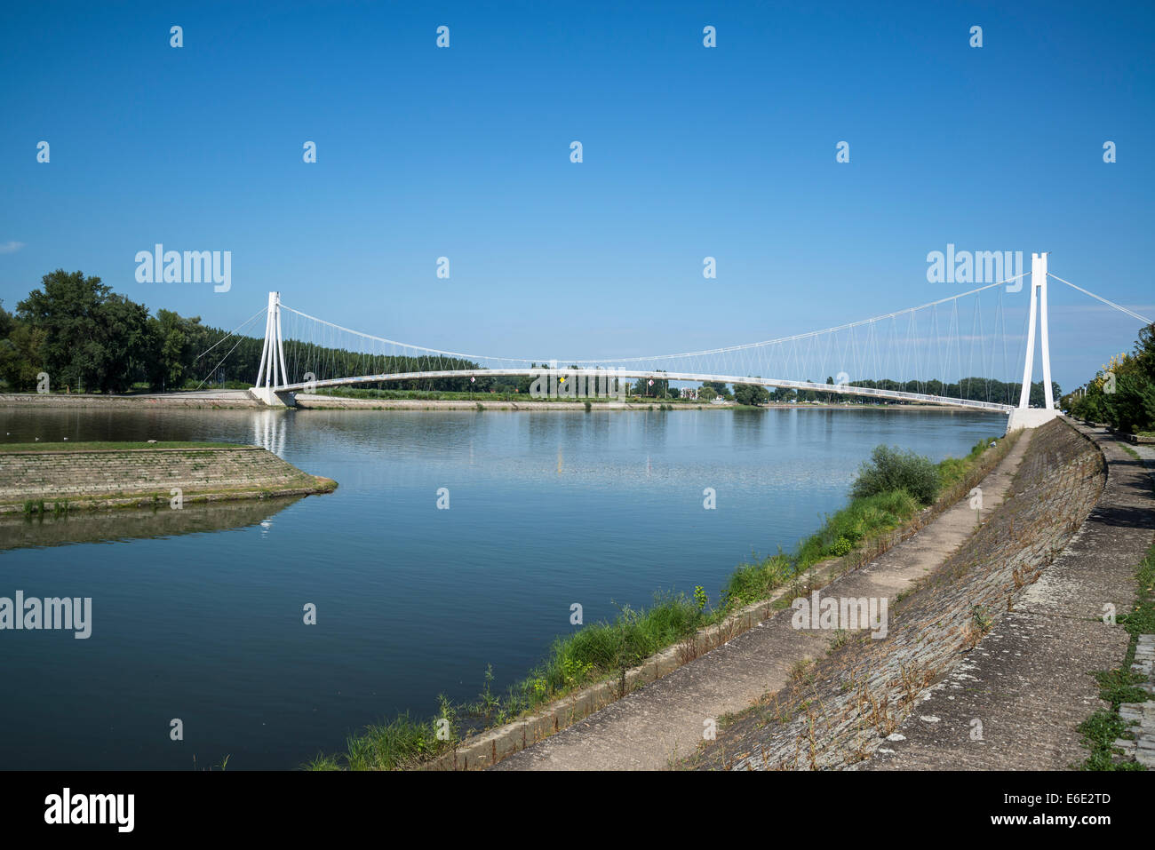 Pedestrian bridge over river Drava, Osijek, Slavonia, Croatia Stock ...