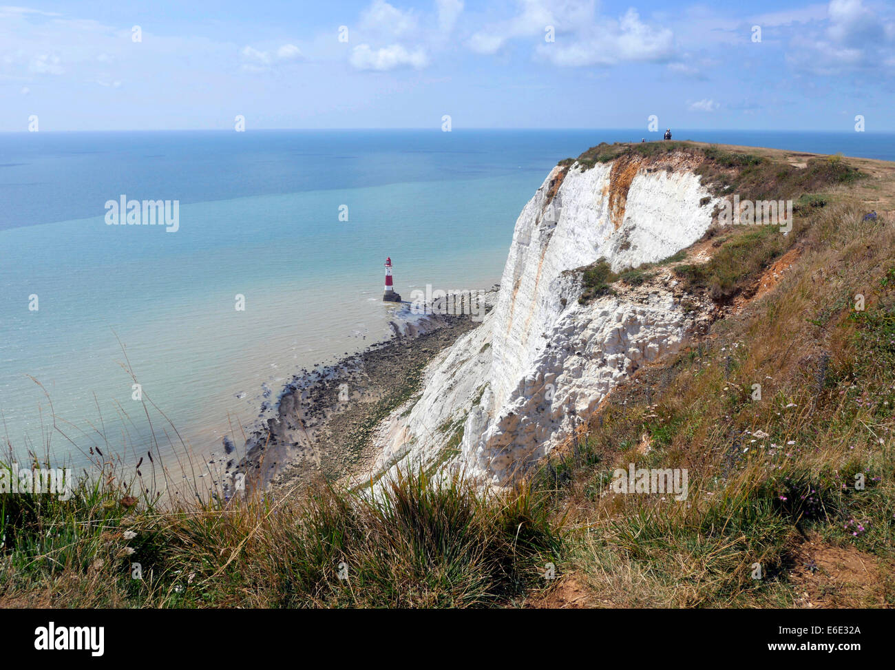 The Beachy Head lighthouse near Eastbourne UK with Birling Gap and ...