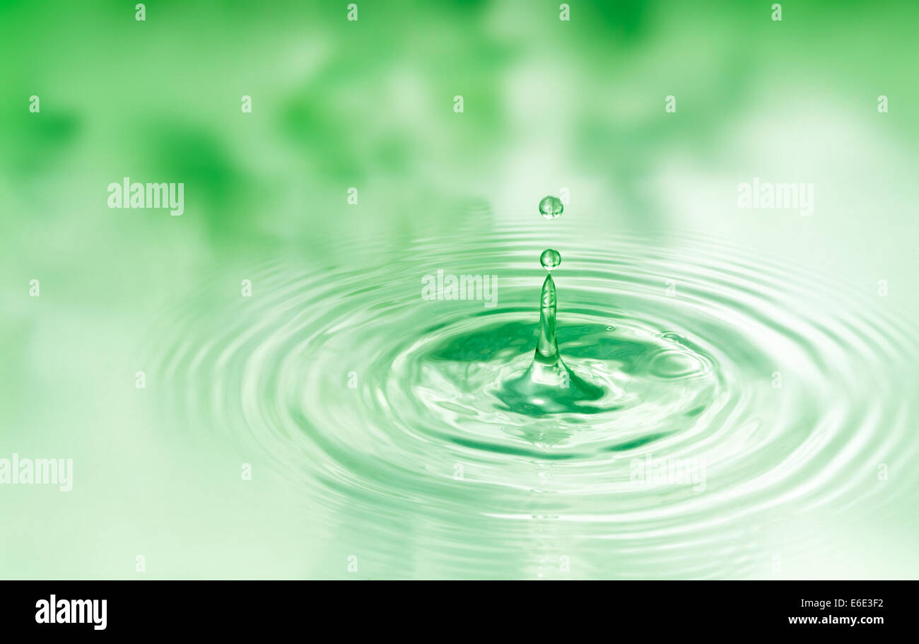 drop of water created ripple with reflection Stock Photo - Alamy