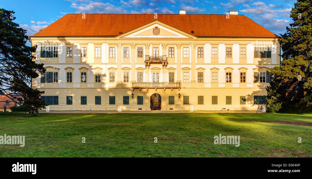 Pictured Valtice Castle at sunset. Valtice, Czech Republic, October 27 ...