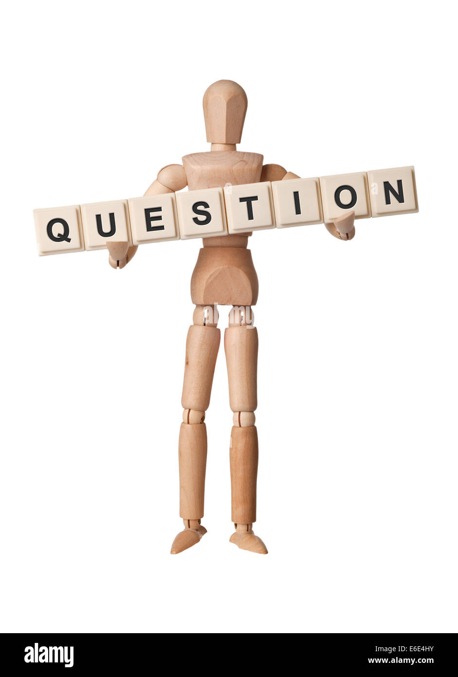 Wooden figurine with the word QUESTION isolated on white background ...