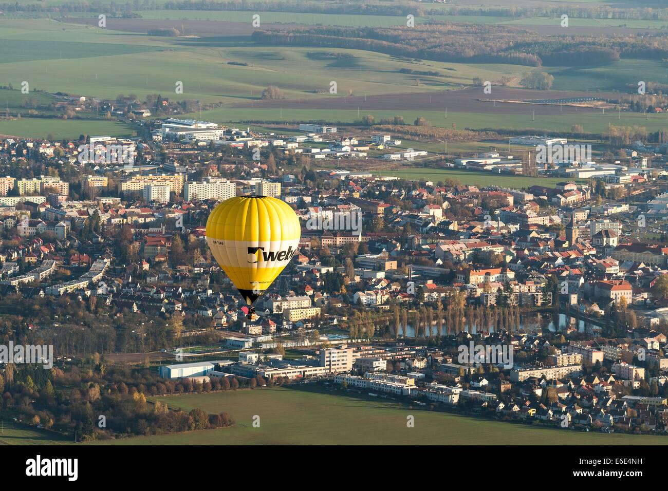 Pictured hot air balloon over the Jicin, Czech Republic, October 31 ...