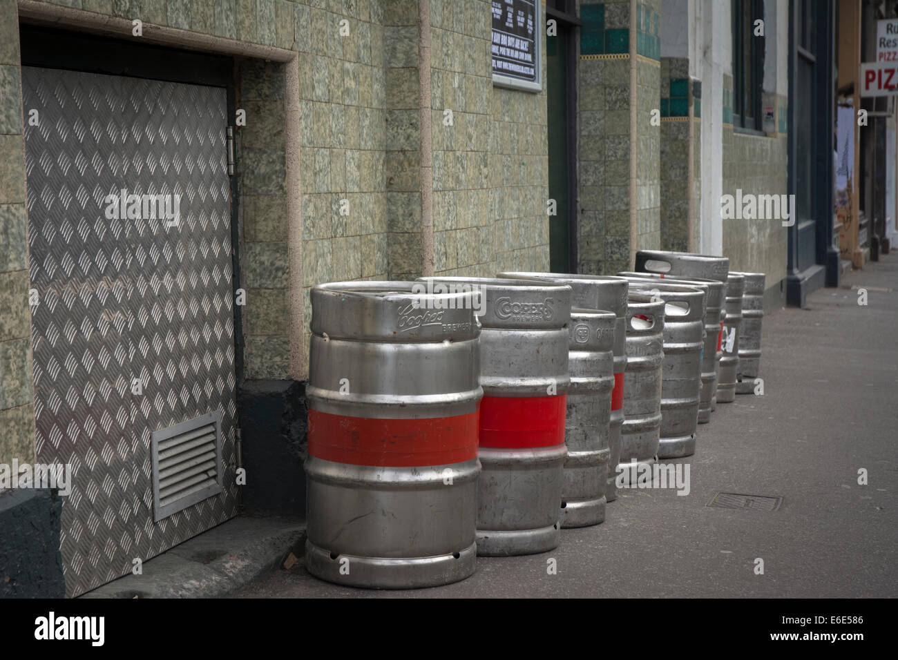 Row of beer kegs outside a pub Stock Photo - Alamy