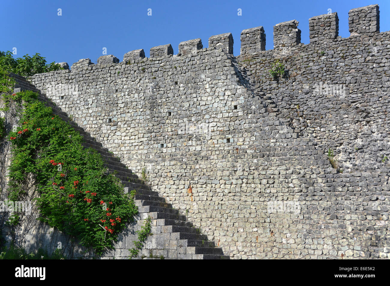 Walls of the historic Fortress of Nokalakevi, near Senaki, Samegrelo ...