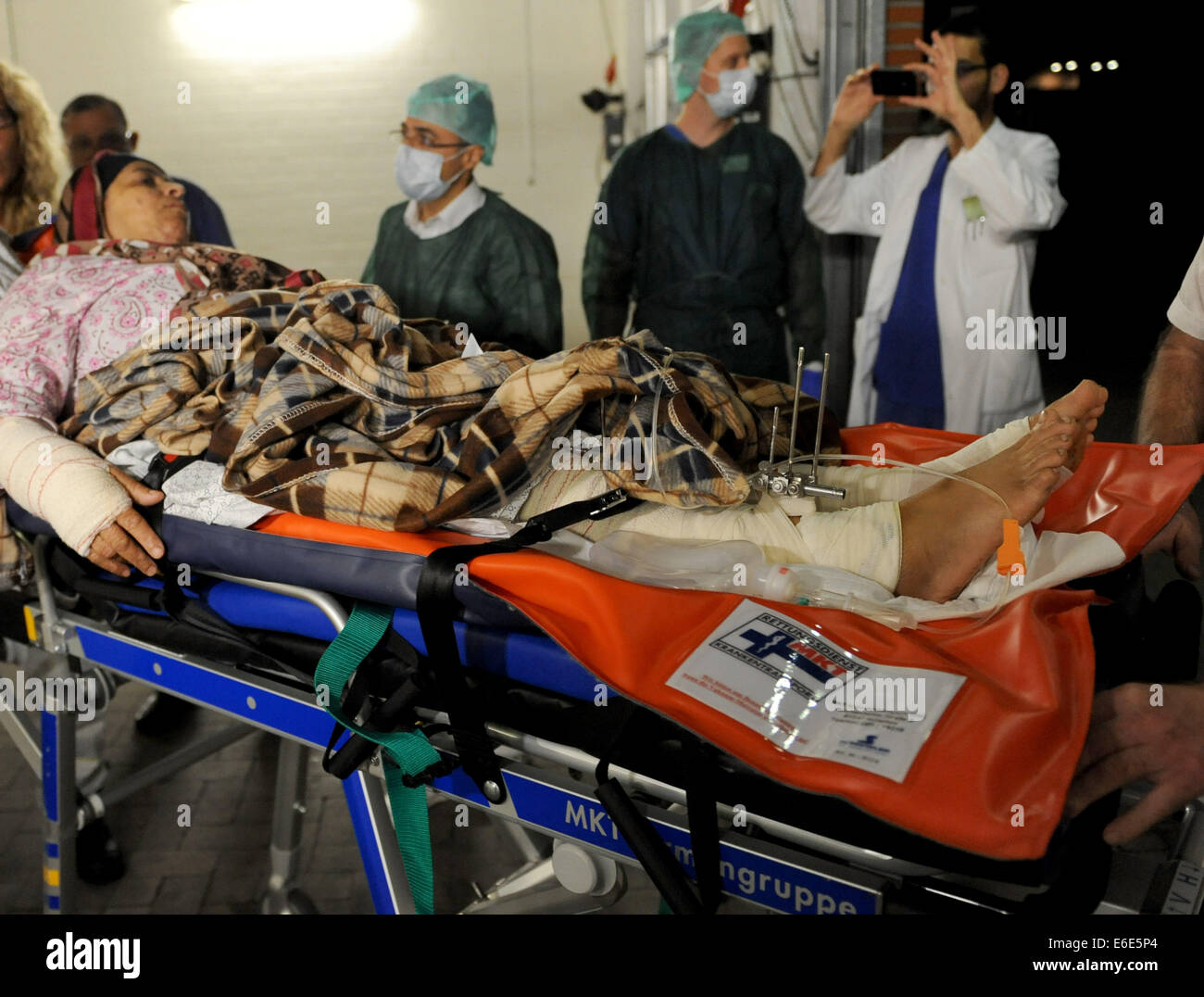 Westerstede, Germany. 22nd Aug, 2014. A severly injured Palestinian ...