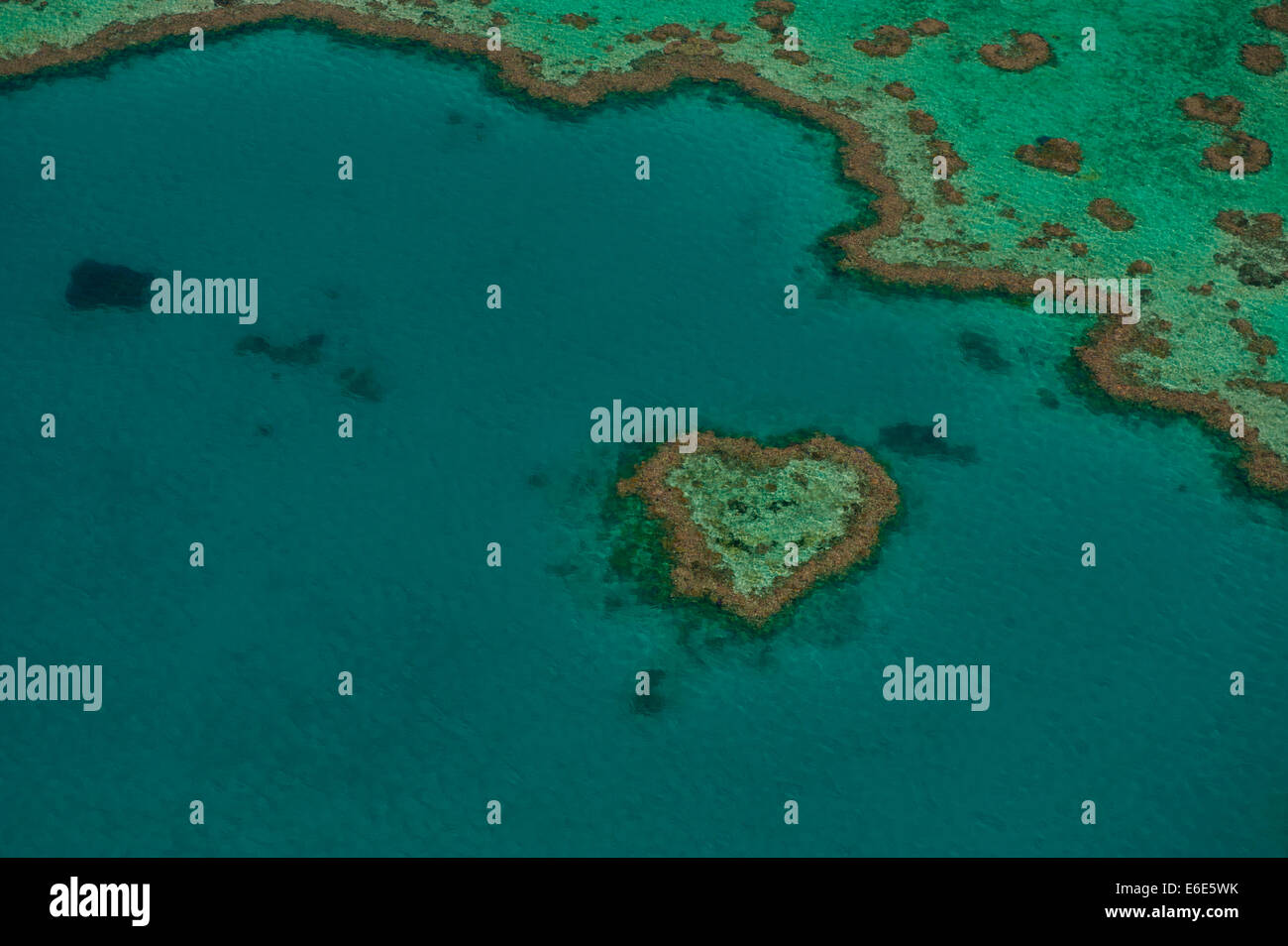 Aerial view, Heart Reef, Great Barrier Reef, UNESCO World Heritage Site ...
