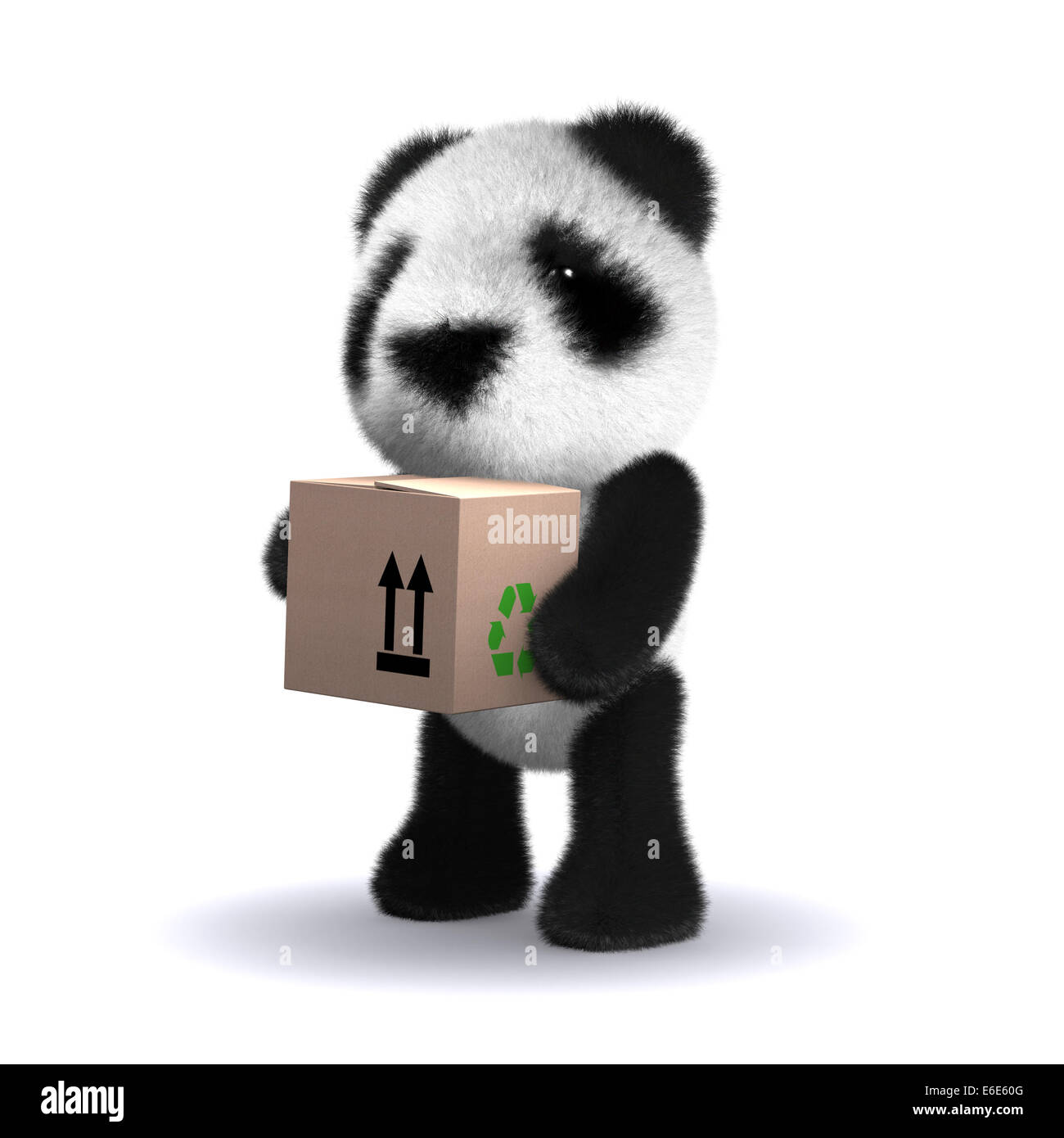 3d render of a baby panda bear carrying a cardboard box Stock Photo - Alamy