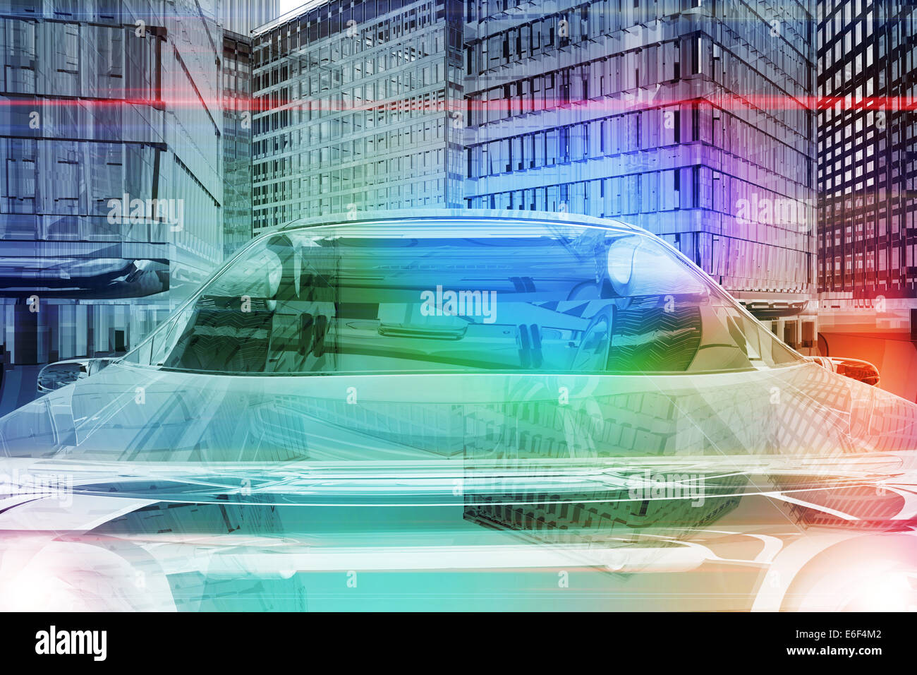Windshield of futuristic car in the city Stock Photo - Alamy