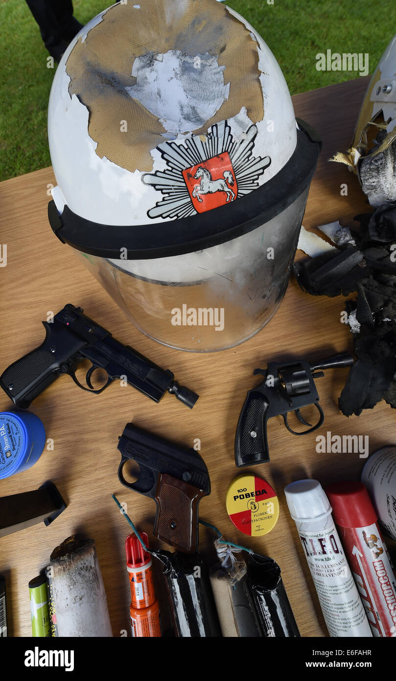 Hanover, Germany. 22nd Aug, 2014. Fire crackers, flares, weapons to ...