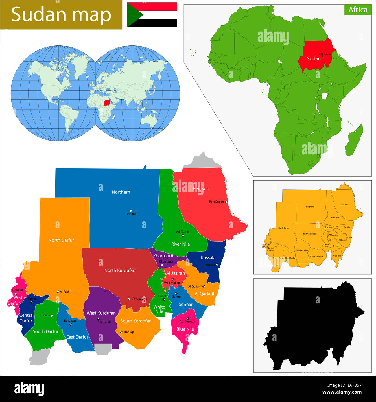 Sudan national map hi-res stock photography and images - Alamy