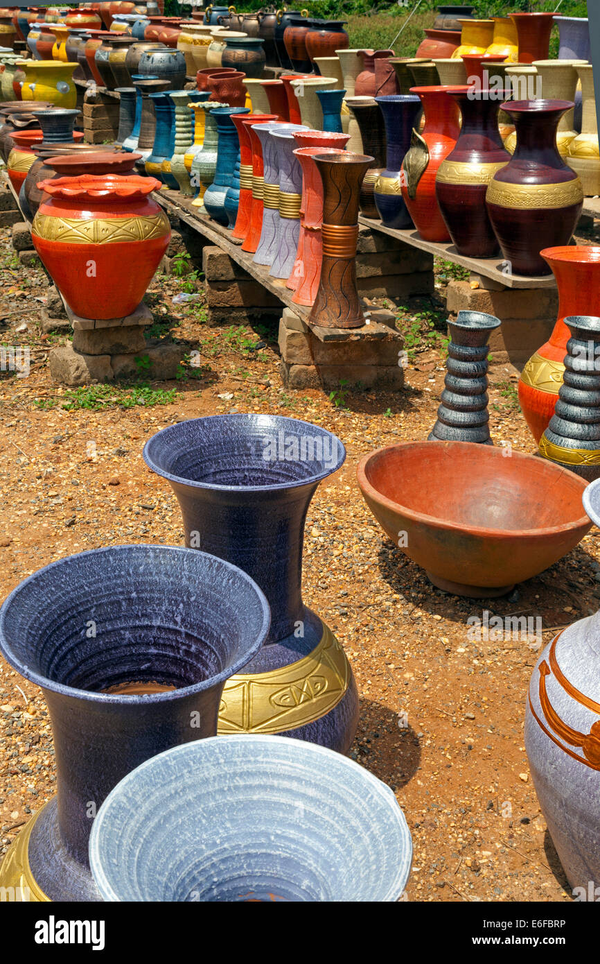 Roadside pottery and vase stall, Greater Accra, Ghana, Africa Stock ...
