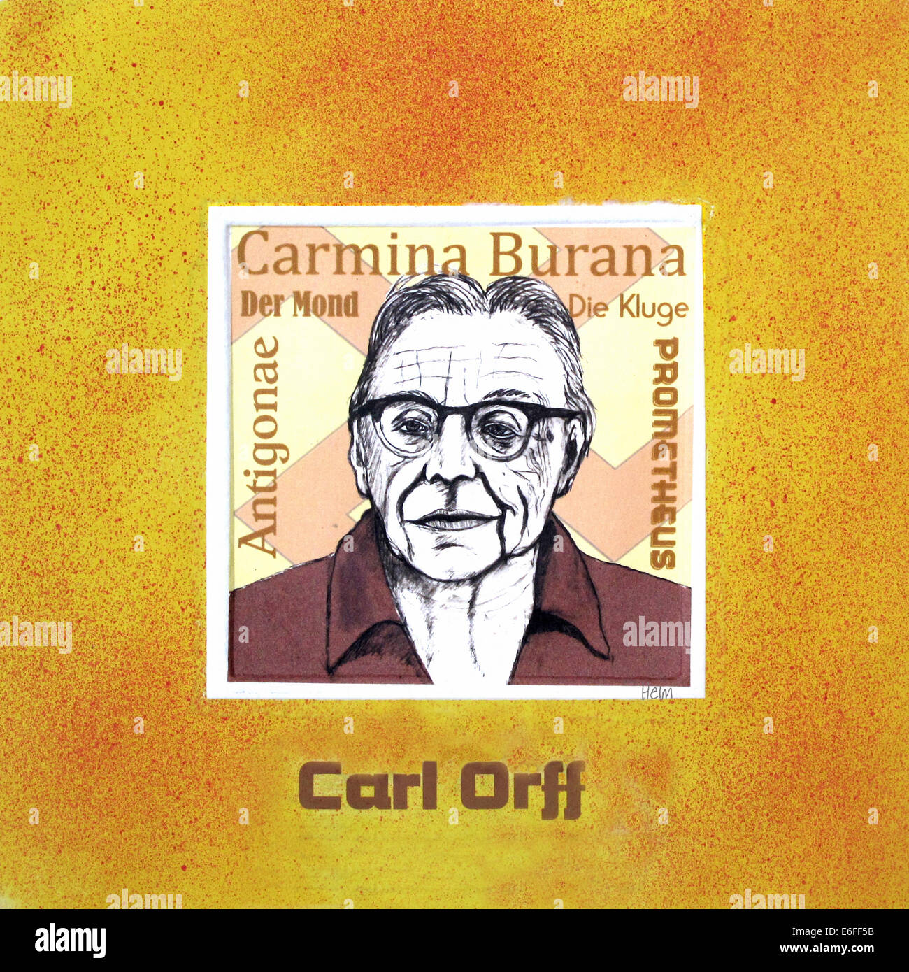 Carl Orff, 1895-1992, German composer, portrait, illustration Stock ...