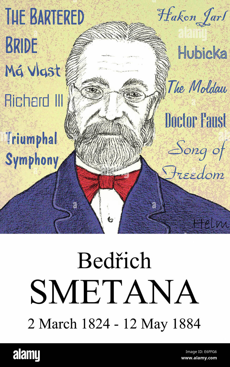 Bedrich Smetana, 1824-1884, Czech composer, portrait, illustration ...