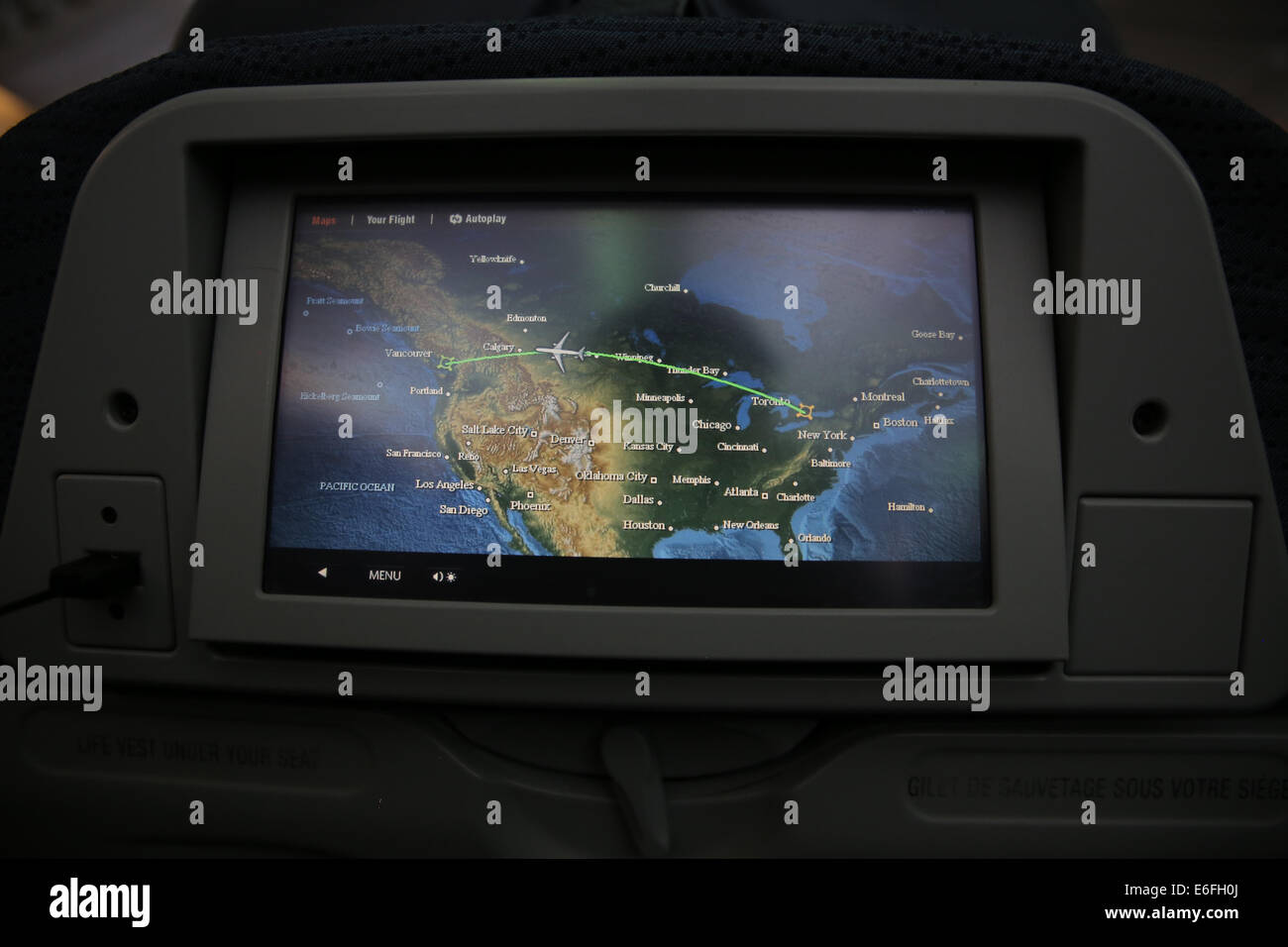passenger screen inside airplane Stock Photo - Alamy