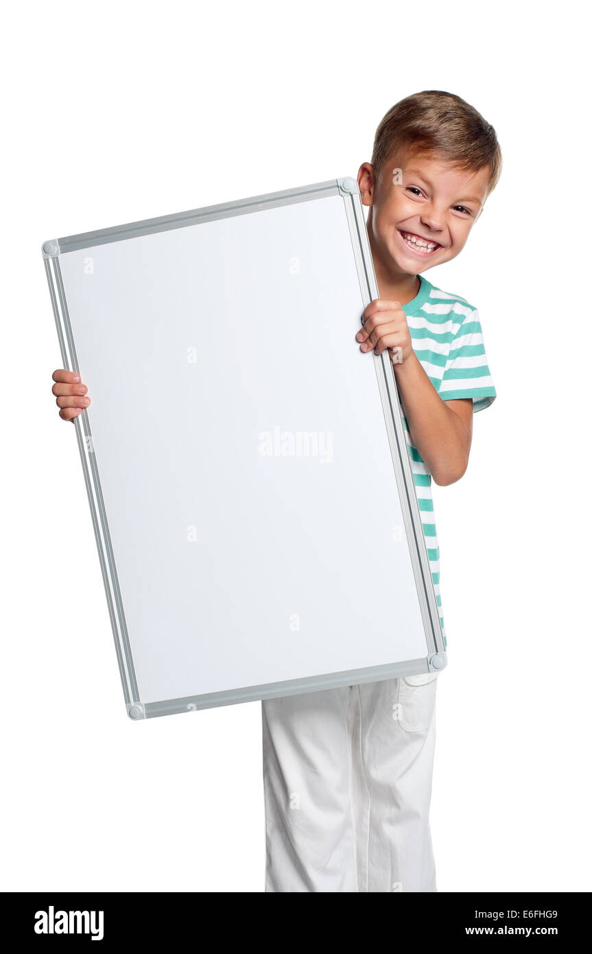 Little boy with white blank Stock Photo - Alamy