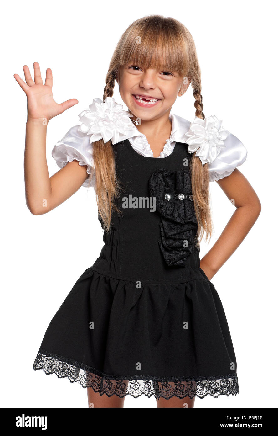 Little girl in school uniform Stock Photo - Alamy