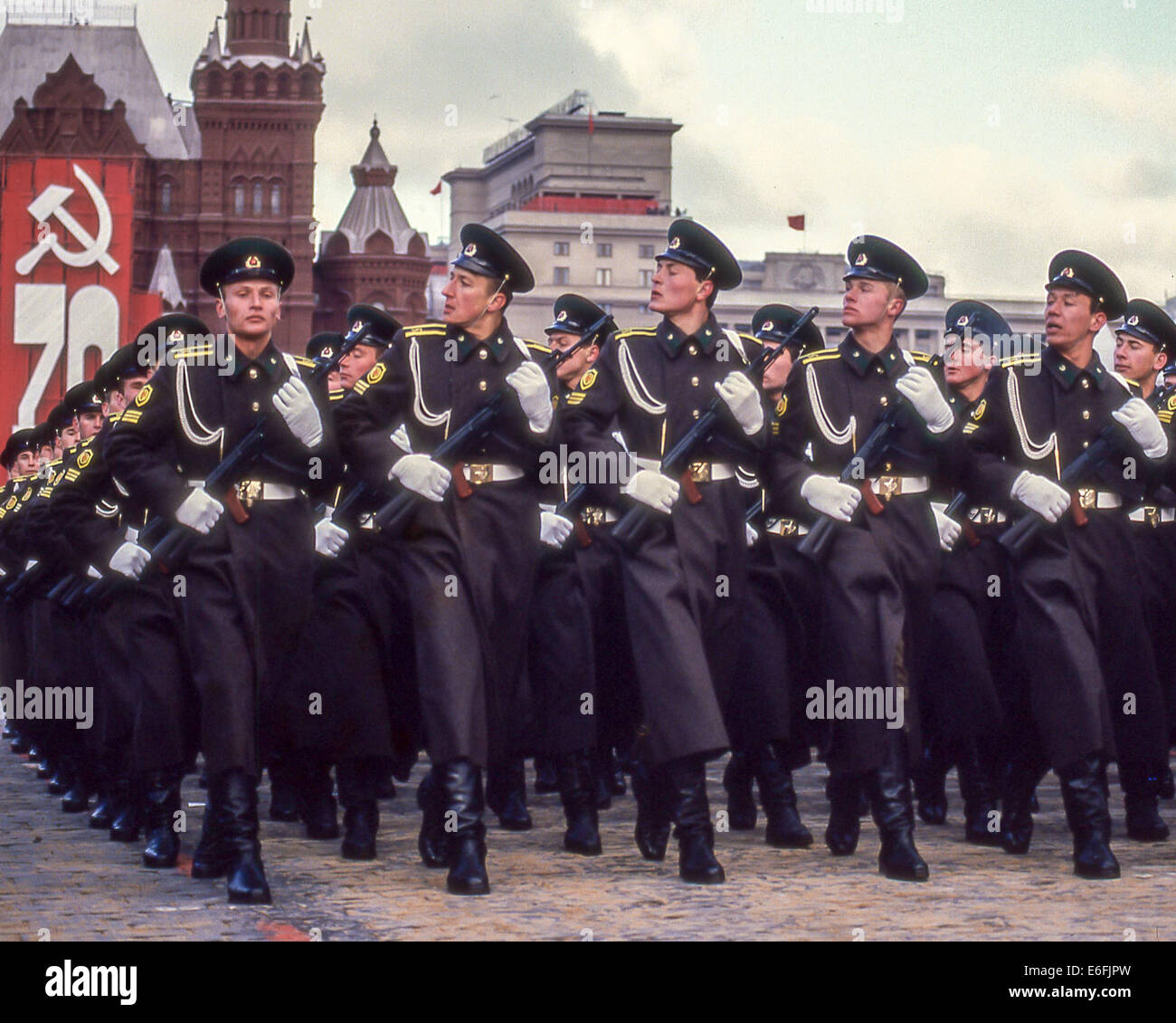 Nov. 7, 1987 - Moscow, Russia - A unit of armed Soviet military cadets ...
