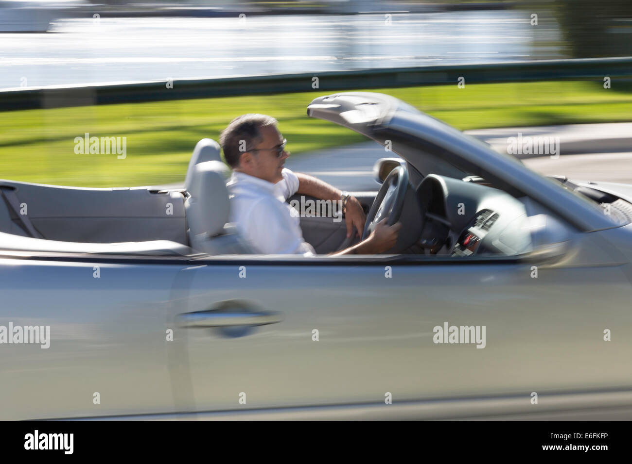 Caucasian Man Driving Luxury Convertible Car, Ft Lauderdale, FL, USA ...