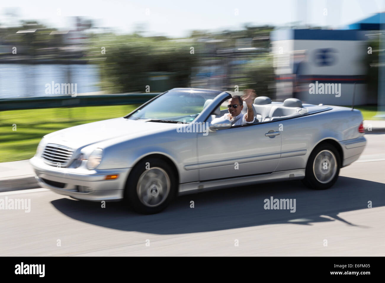 Caucasian Man Driving Luxury Convertible Car, Ft Lauderdale, FL, USA ...