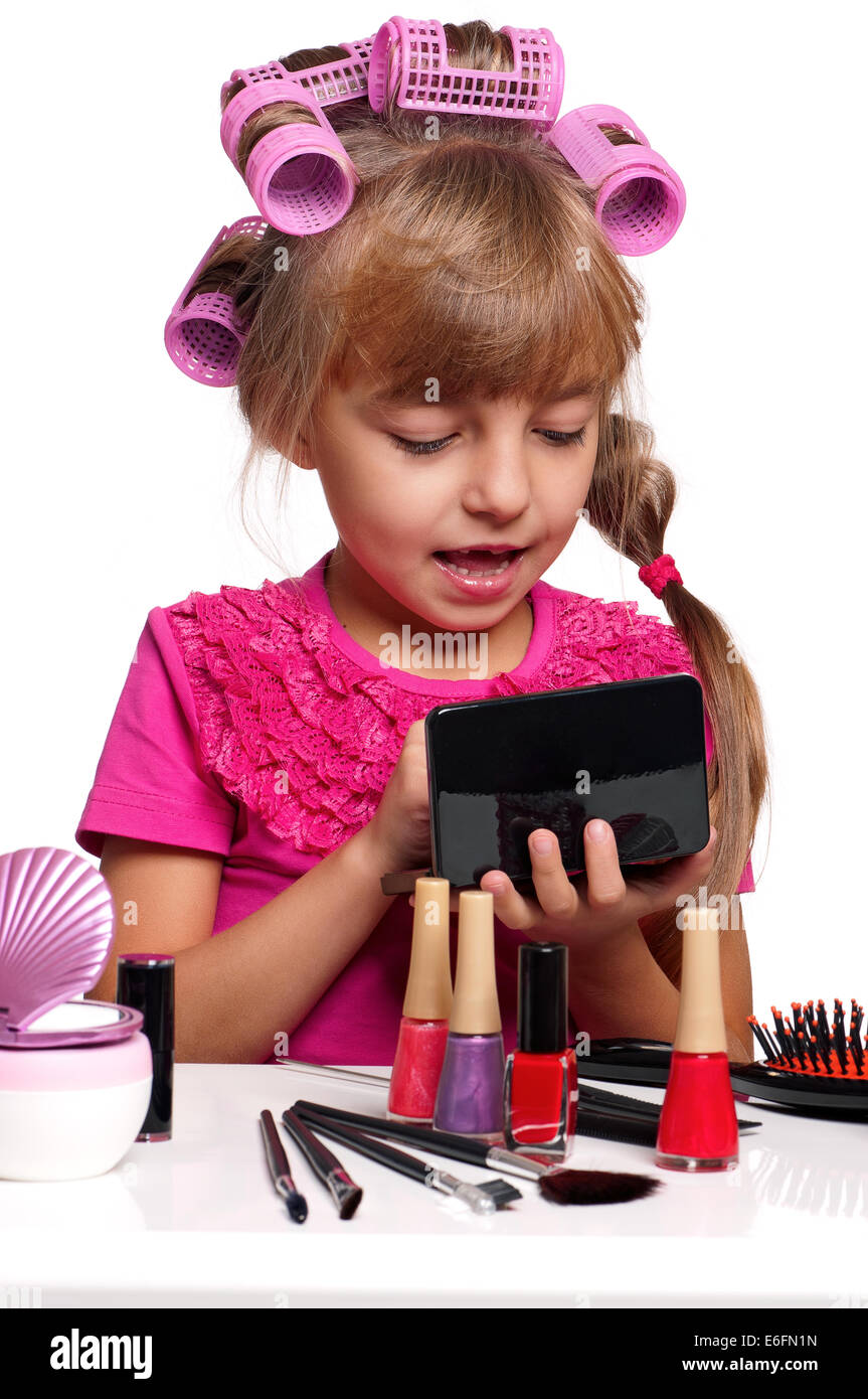 Makeup little girl Stock Photo - Alamy