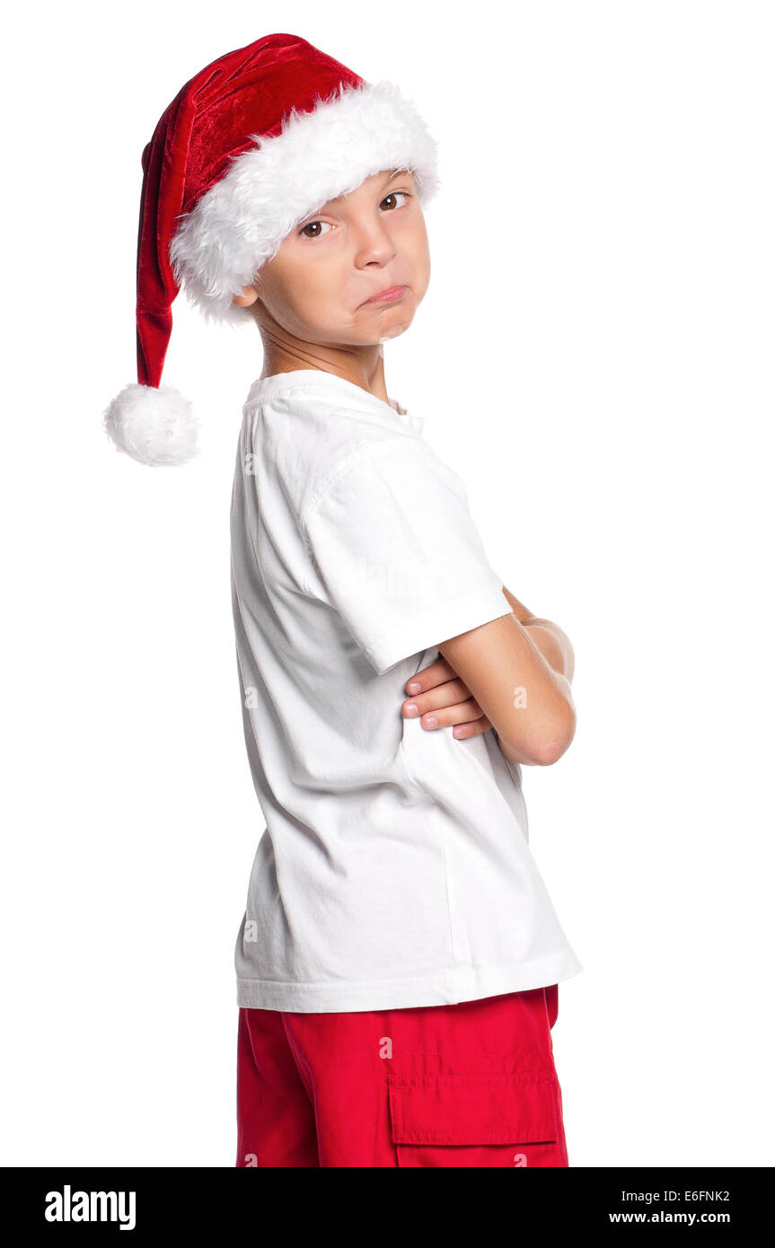 Boy in Santa hat Stock Photo - Alamy