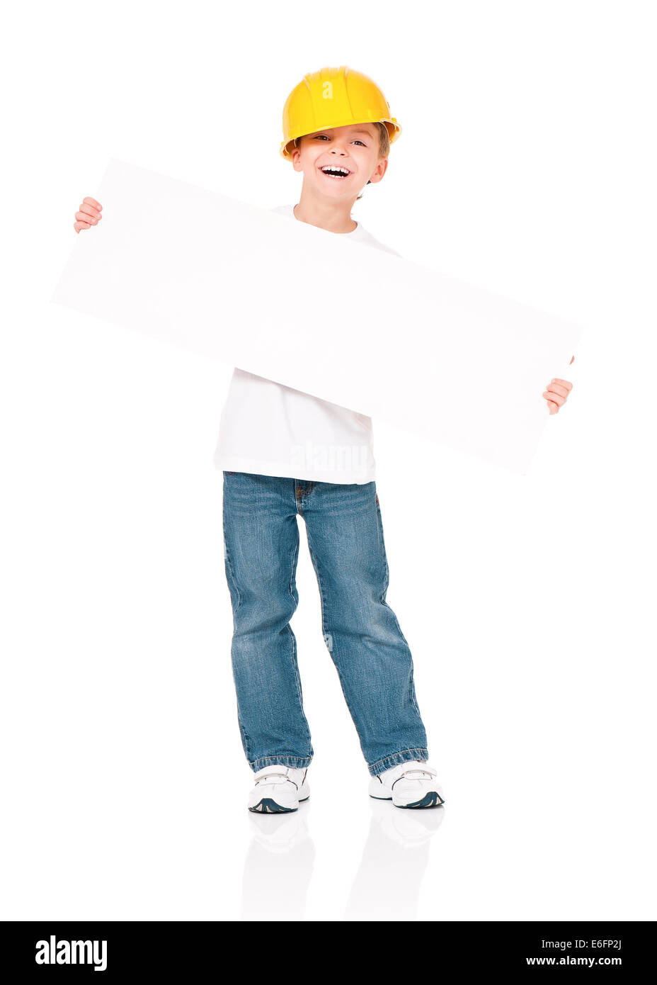 Boy in hard hat Stock Photo - Alamy