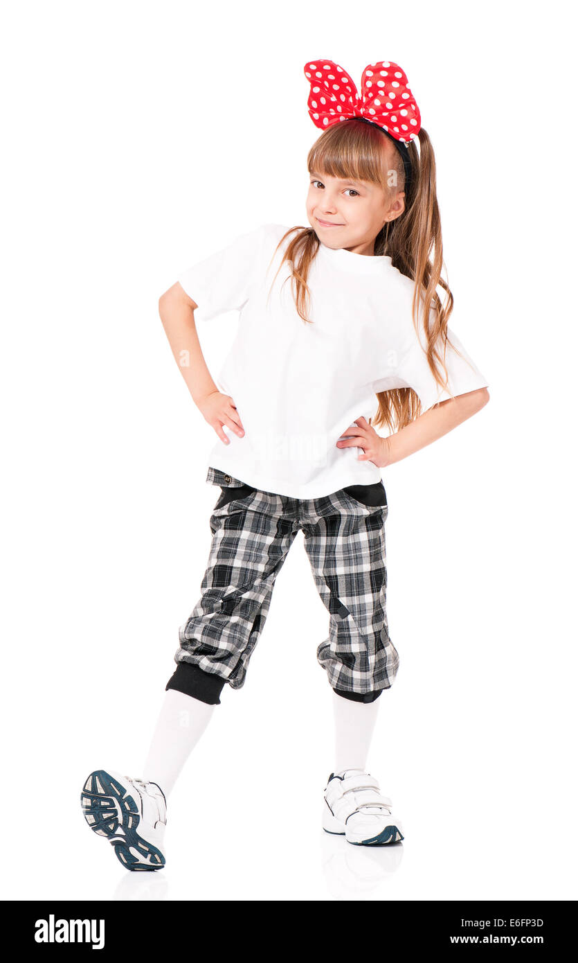 Girl with red bow Stock Photo - Alamy