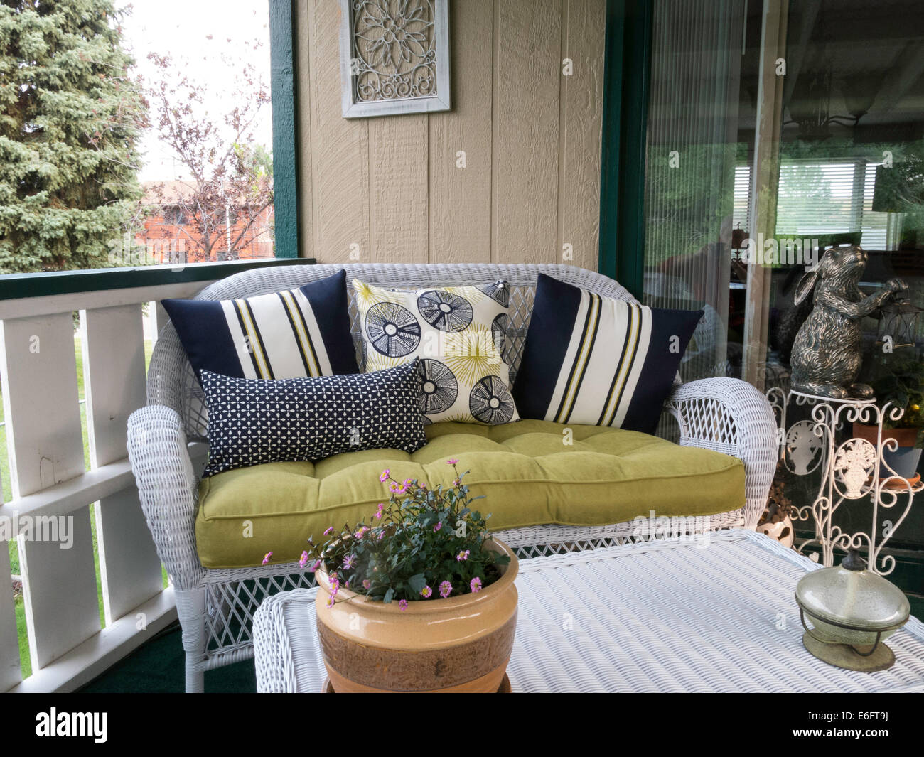 Inviting Shaded Deck, USA Stock Photo - Alamy