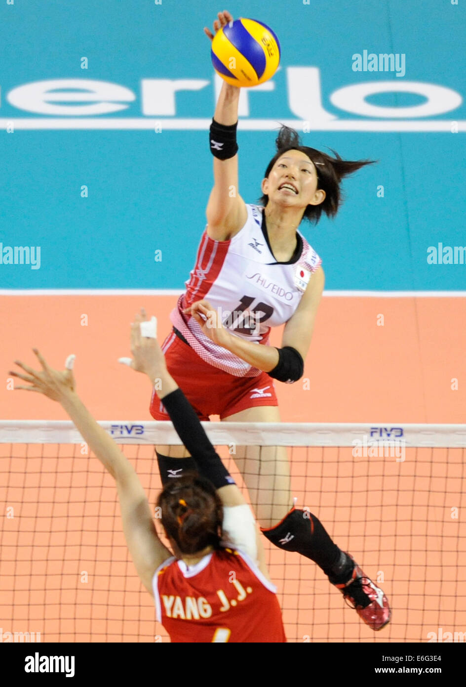 Tokyo, Japan. 22nd Aug, 2014. Yuki Ishii of Japan spikes the ball ...