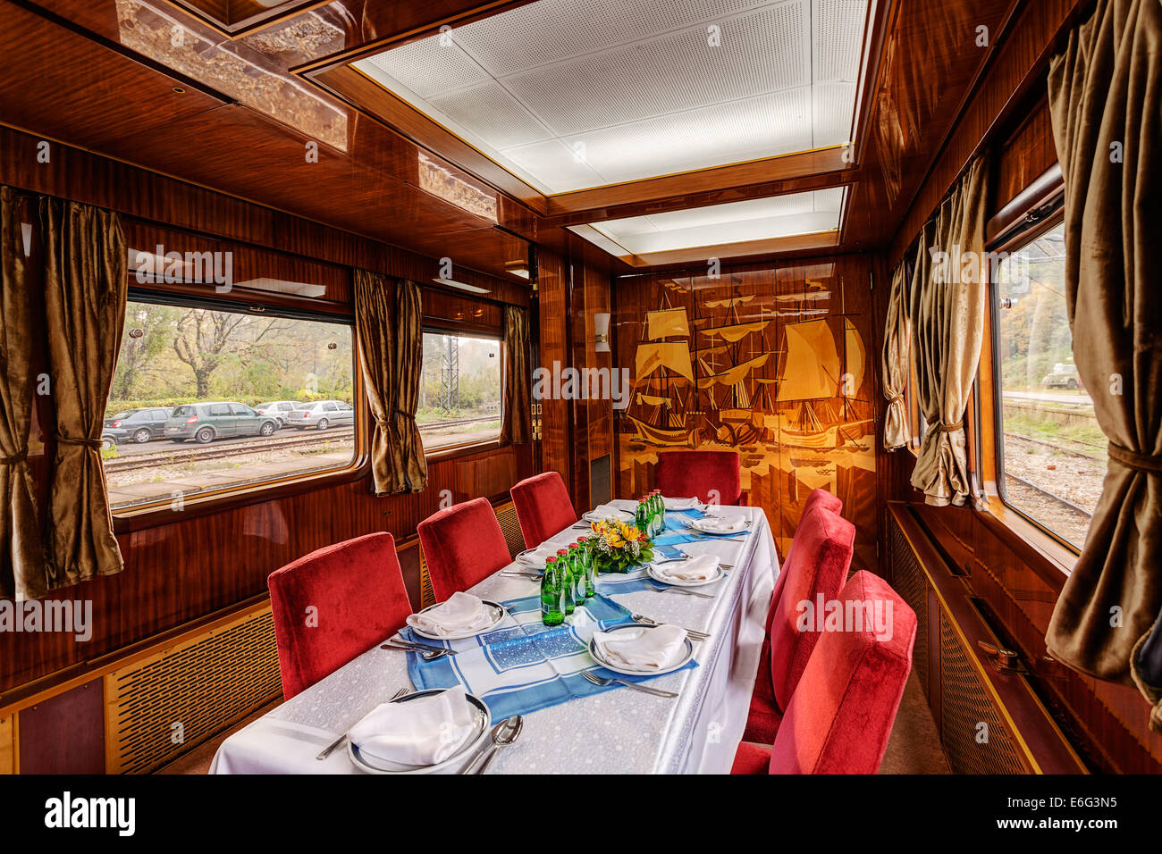 interior of luxury old train carriage Stock Photo - Alamy