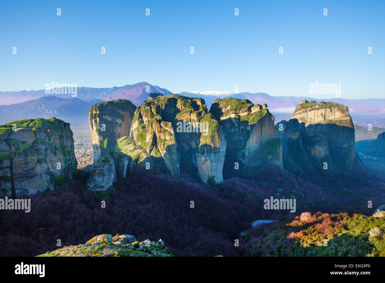 Beautiful panorama of Meteora mountains Stock Photo - Alamy