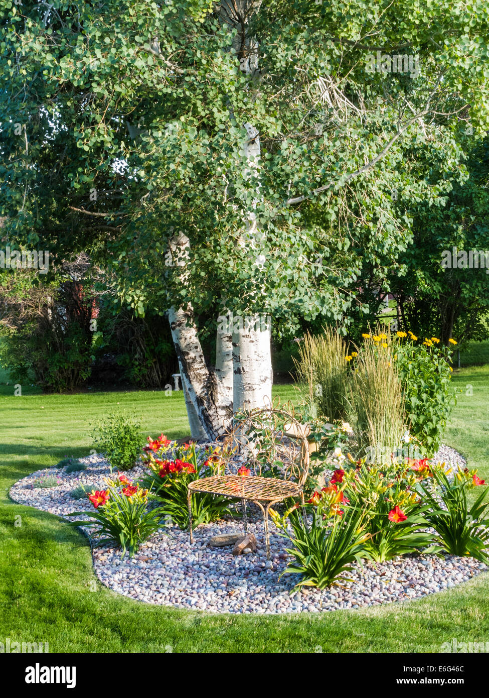Landscaped Residential Backyard, USA Stock Photo - Alamy