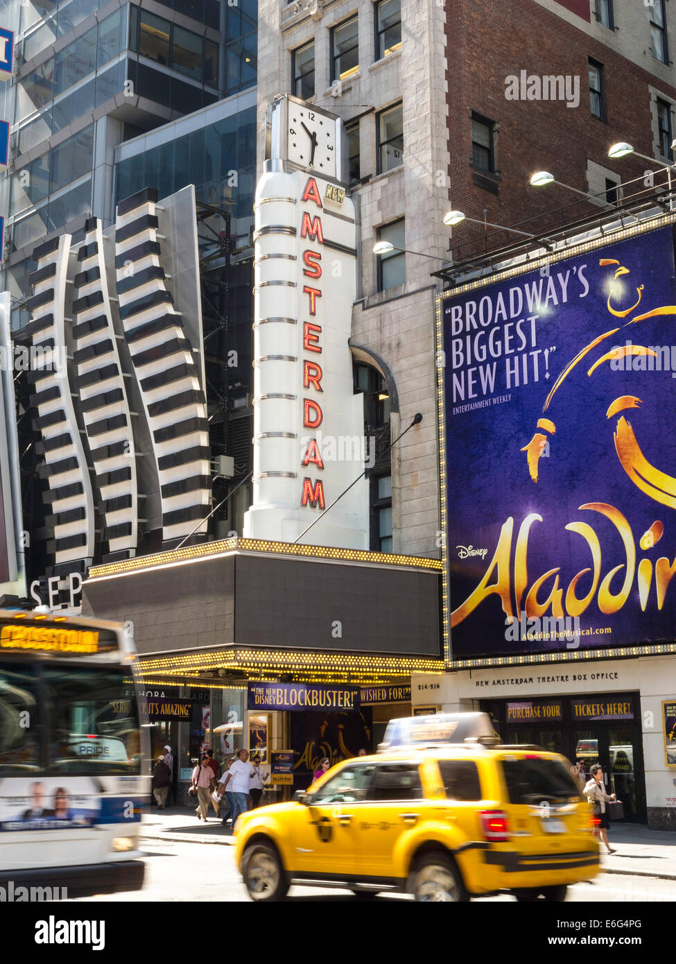 Traffic, Aladdin Theater Marquee, New Amsterdam Theater, Times Square ...