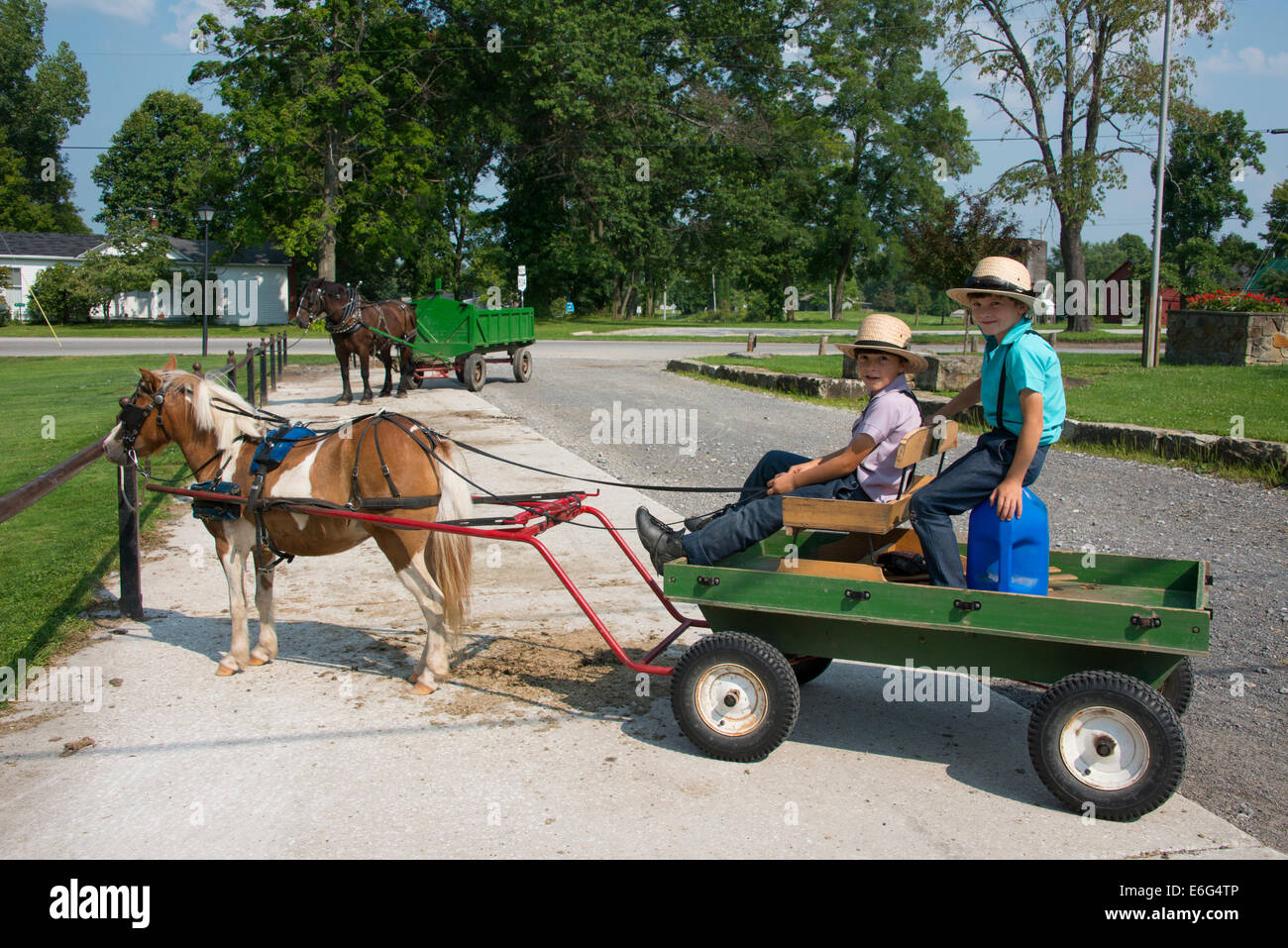 Ohio, Geauga County, Mesopotamia. Typical young Amish boys in ...