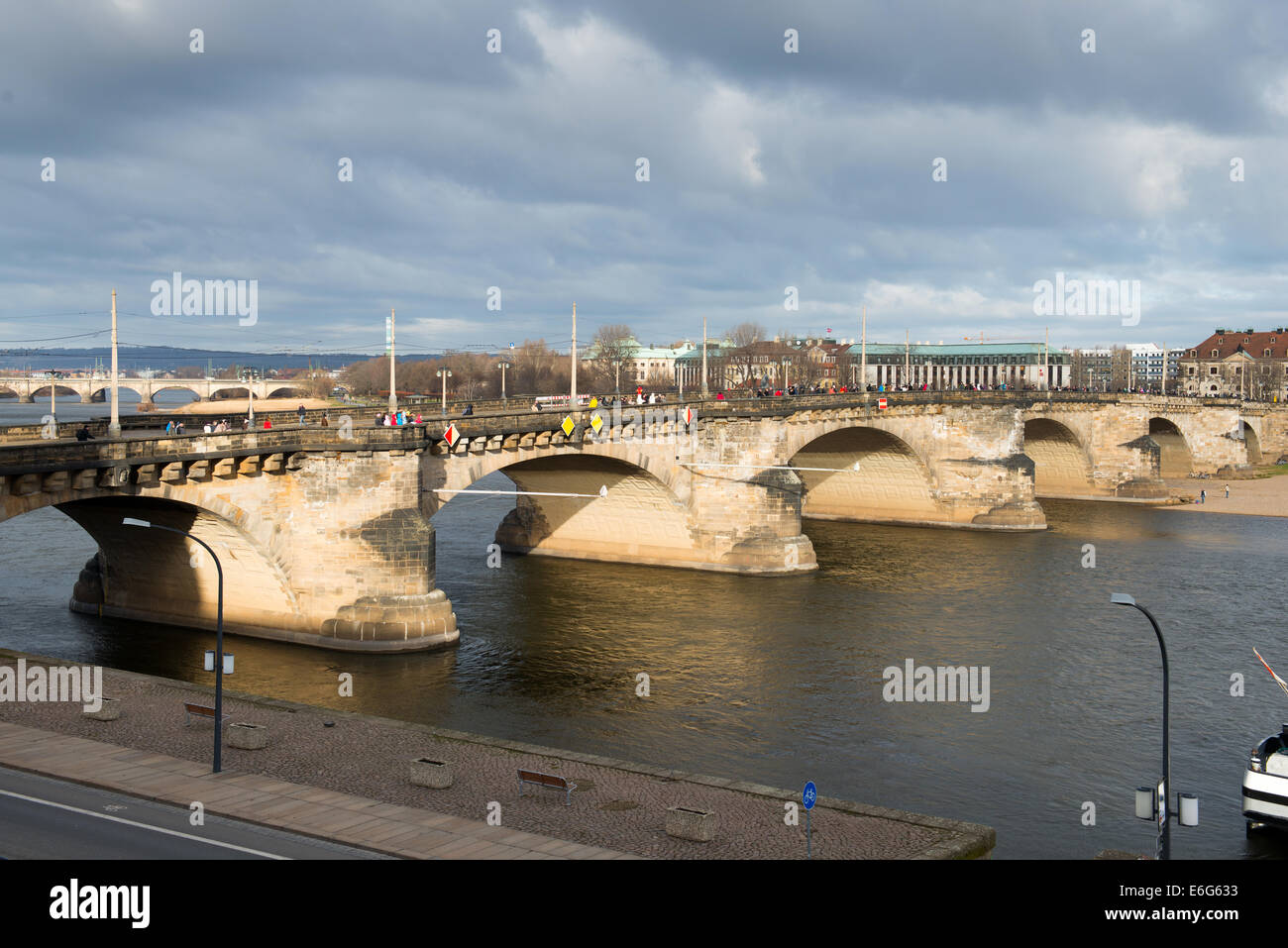 The Augustus Bridge is the oldest bridge in Dresden, Germany Stock ...