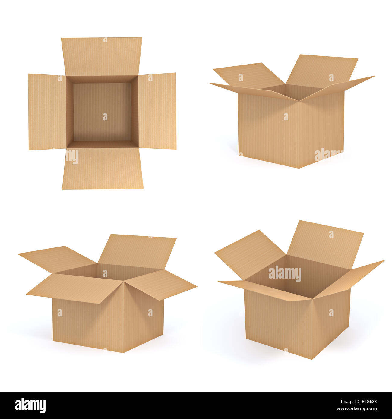 Brown cardboard box set - isolated on white background Stock Photo - Alamy
