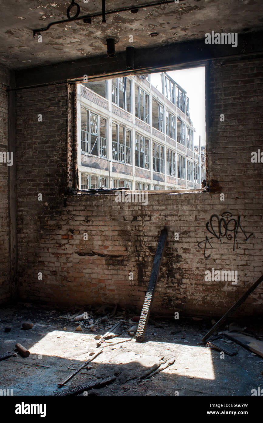 Window in abandoned building. Detroit, MI Stock Photo - Alamy