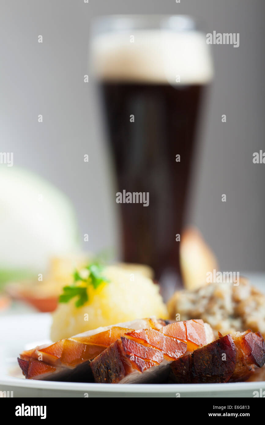 bavarian roasted pork and beer Stock Photo - Alamy