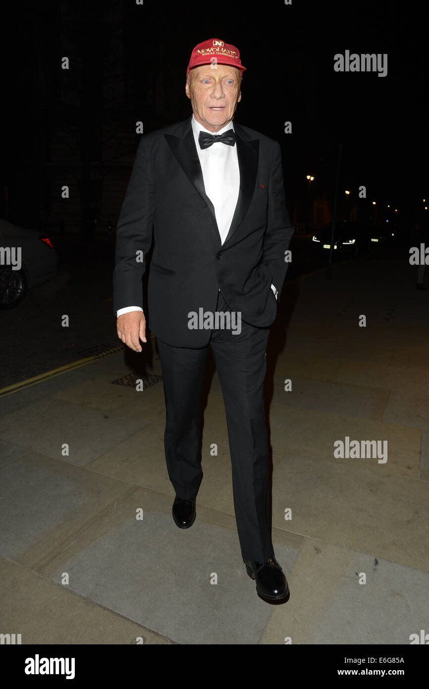 Niki Lauda and Birgit Lauda arriving at their hotel after the BAFTA's ...