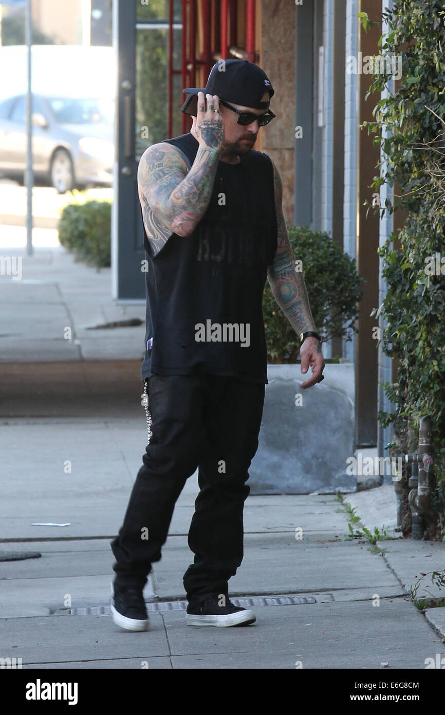 Benji and Joel Madden and a friend out and about on Melrose Place in ...