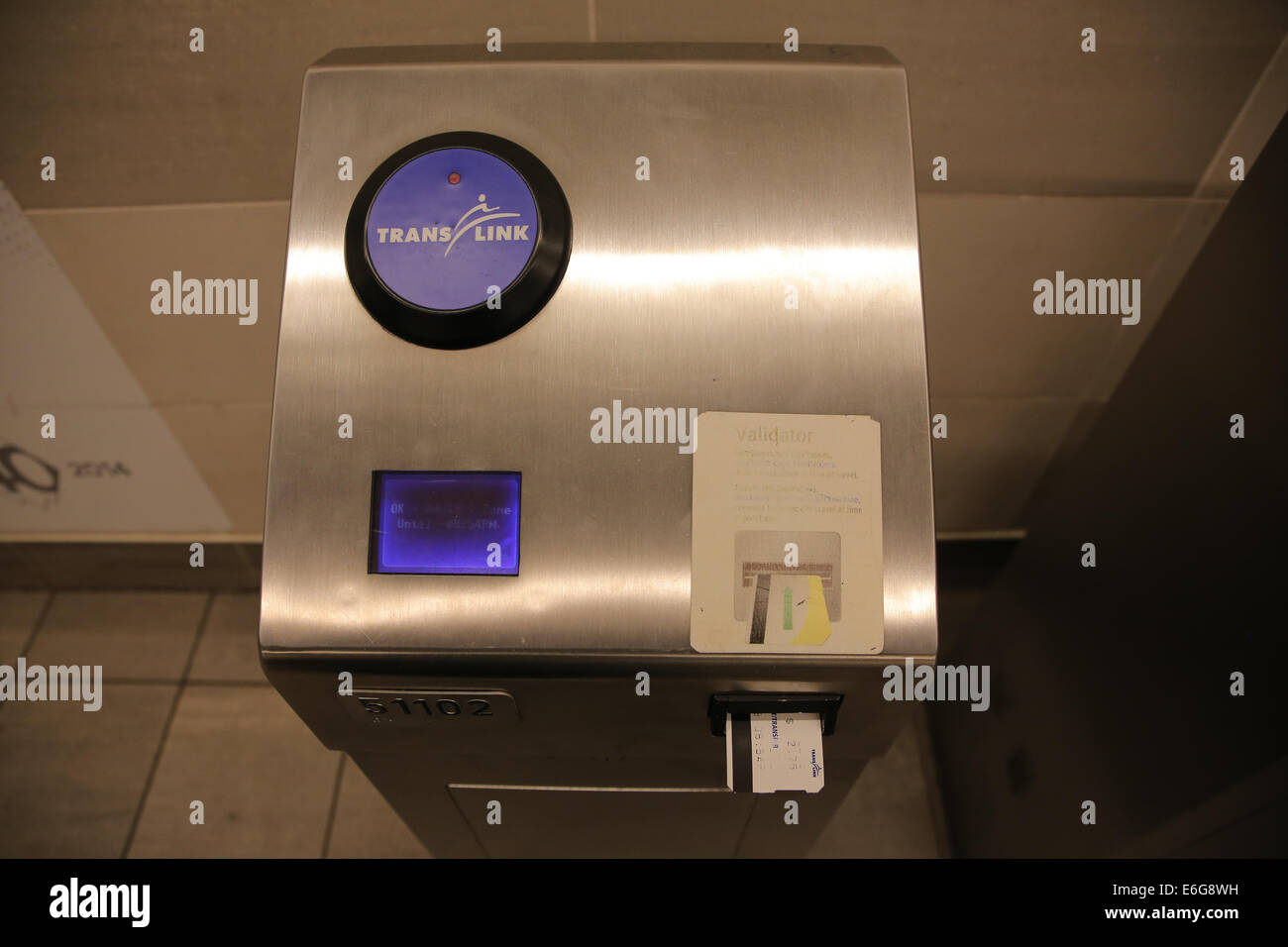 train ticket validating machine Vancouver skytrain Stock Photo - Alamy
