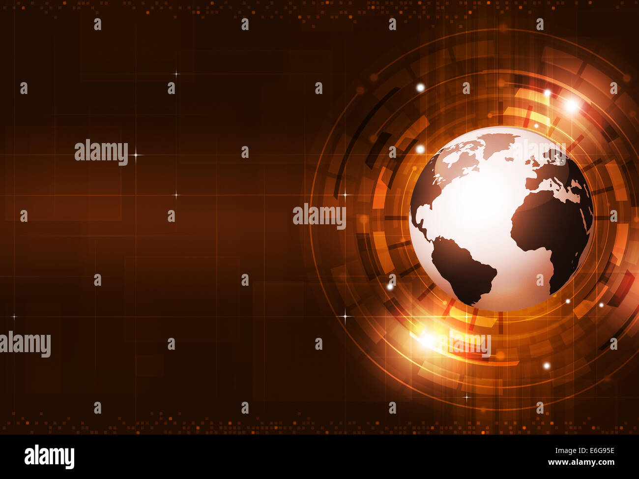 technology digital world of business information red background Stock ...