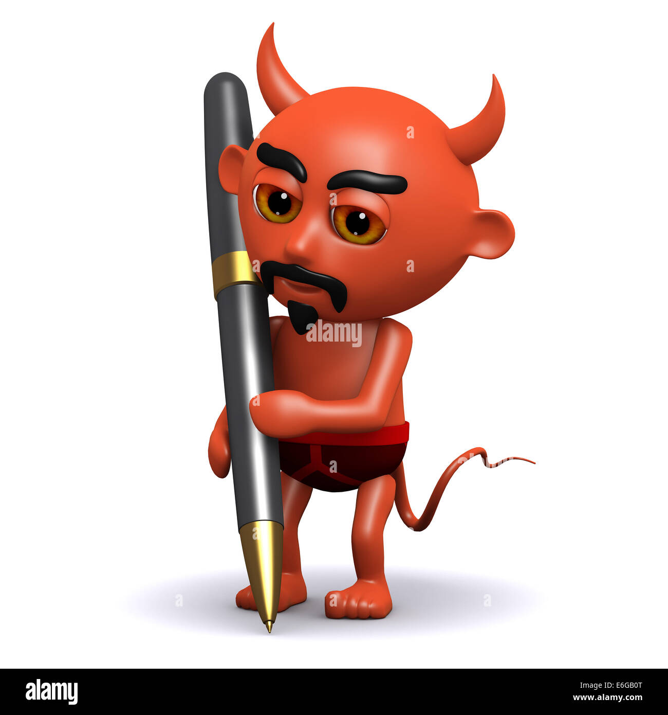 3d render of a devil writing with a pen Stock Photo - Alamy