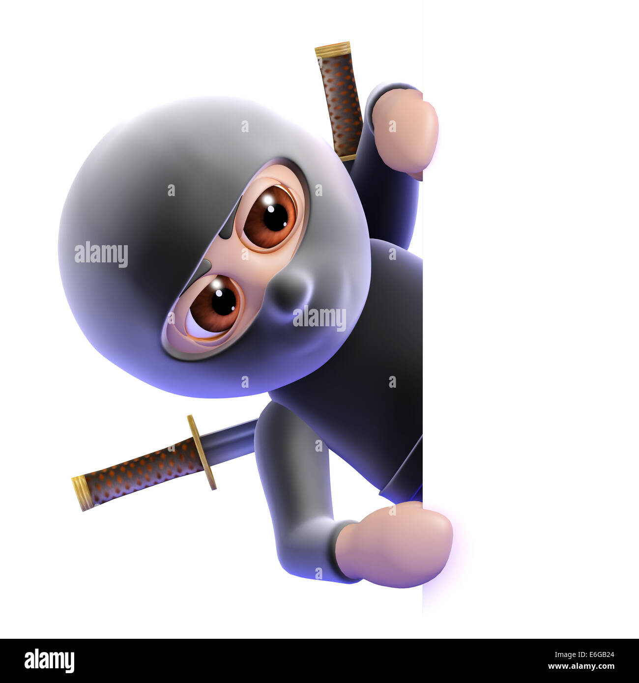3d render of a ninja hiding behind a blank space Stock Photo - Alamy